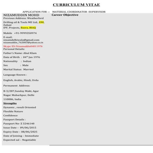 MATERIAL COORDINATOR | DOC