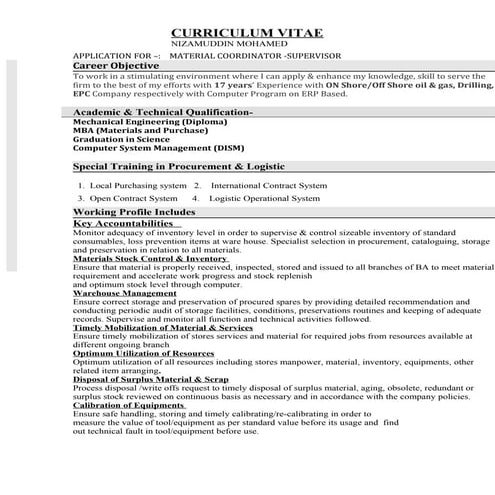 MATERIAL COORDINATOR | DOC