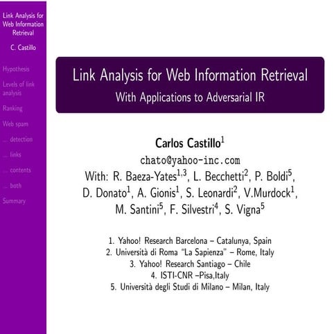 Link Analysis for Web Information Retrieval | PDF