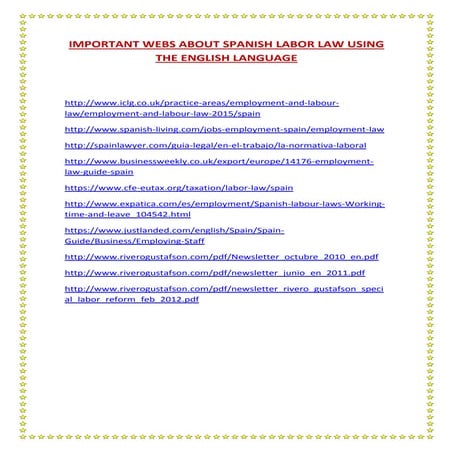 WEBS ABOUT SPANISH LABOUR LAW USING THE ENGLISH LANGUAGE | PDF