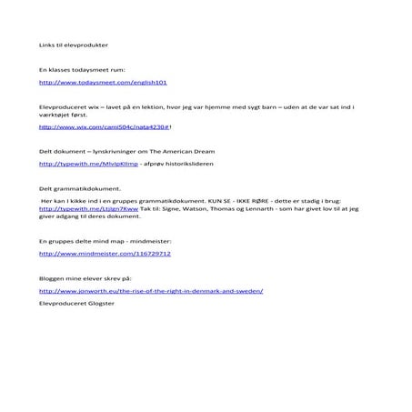 Links til elevprodukter | DOCX