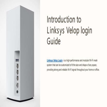 How to login linksys velop with easy process ? | PPT