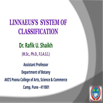 Artificial system of classification | PPTX