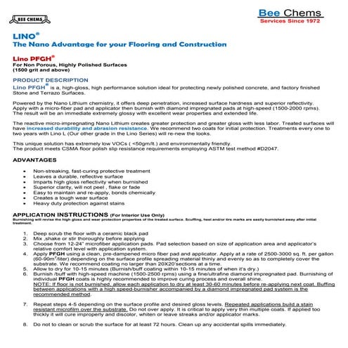 Lino pfgh high performance, high gloss solution, bee chems,india | PDF