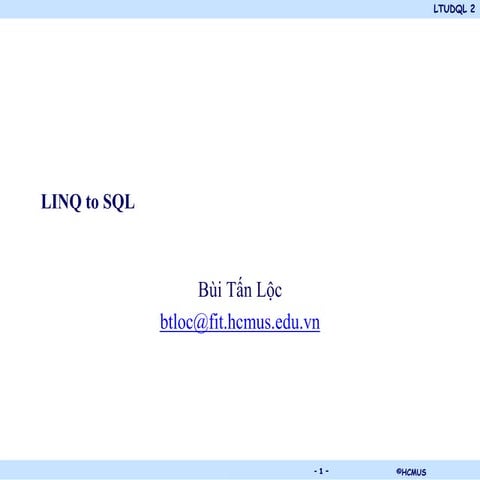 Linq2 sql | PPT