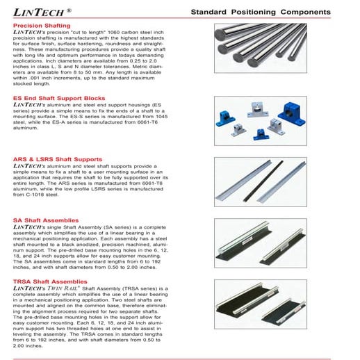 Lintech round rail_bearings_specsheet | PDF