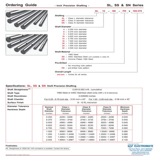 Lin tech round_rail_shafting_specsheet | PDF