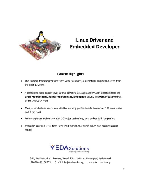 Veda Solutions - Embedded Systems & Linux Device Drivers Training presentations