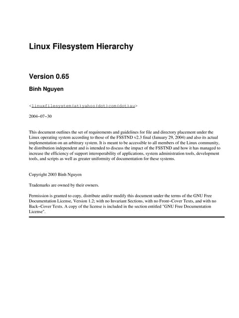 Linux Filesystem Hierarchy Pdf Operating Systems Computer 2134