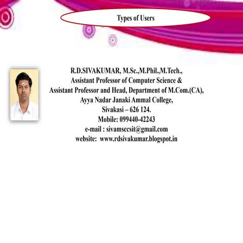 Types of Users - R.D.Sivakumar | PPTX