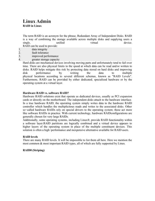 Presentation On Raidredundant Array Of Independent Disks Basics Ppt Data Storage And