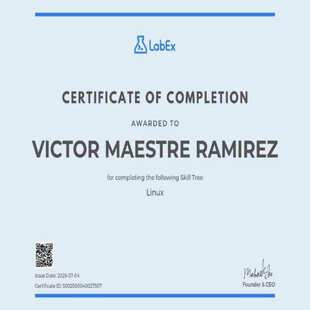 Linux Certificate of Completion - LabEx Certificate | PDF
