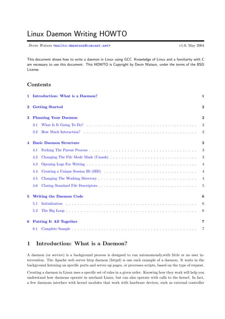 Linux Daemon Writting Pdf Operating Systems Computer Software And 4804