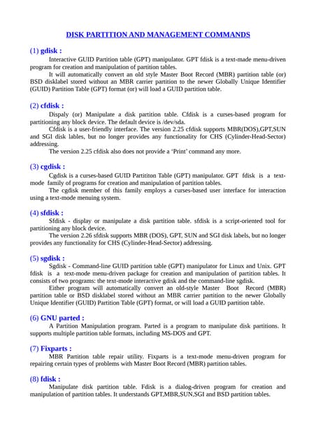 Linuxdiskmanagementcommands | PDF Linuxdiskmanagementcommands | PDF