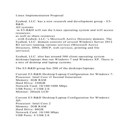 Linux Implementation ProposalEcubed, LLC. has a new research and.docx