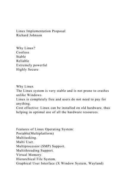 Linux Implementation Proposal Migration Proposal Presentation (.docx | Operating Systems ...