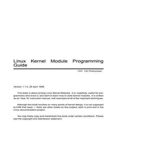 Linux Kernel Module Programming Guide Pdf