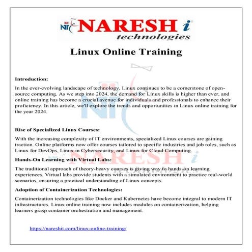 Linux Training NareshIT | PDF