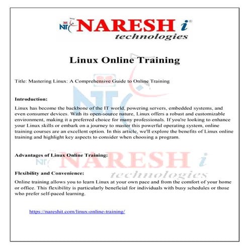 Linux Online Training. | PDF