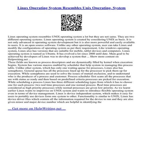 Linux Operating System Resembles Unix Operating. System | PDF