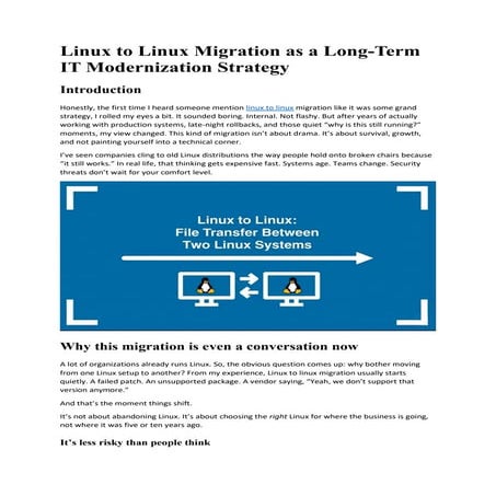 Linux to Linux Migration as a Long-Term IT Modernization Strategy. | PDF