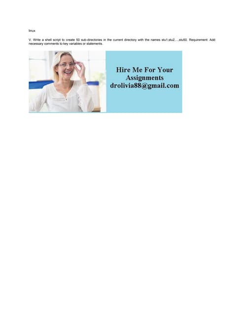 Linux V Write A Shell Script To Create 50 Sub Directories In The Curr Pdf