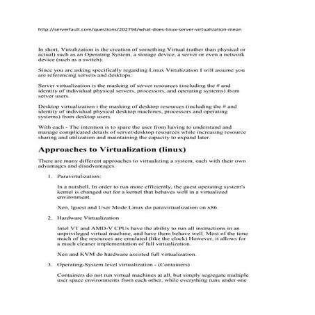 Linux virtualization in a nutshell | PDF