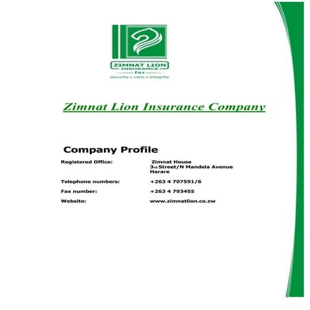 Zimnat Lion Insurance Company Profile | PDF