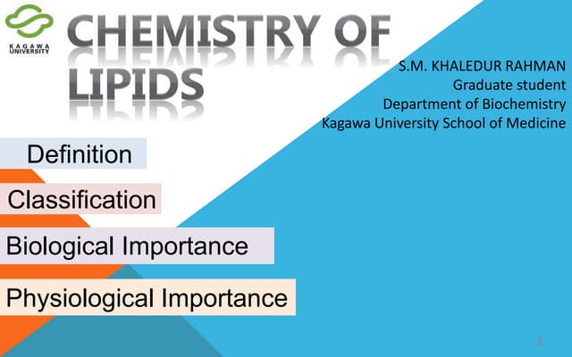 Lipids Chemistry Structure & Function | PPT