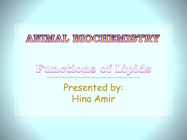 Lipids Chemistry Structure & Function | PPT