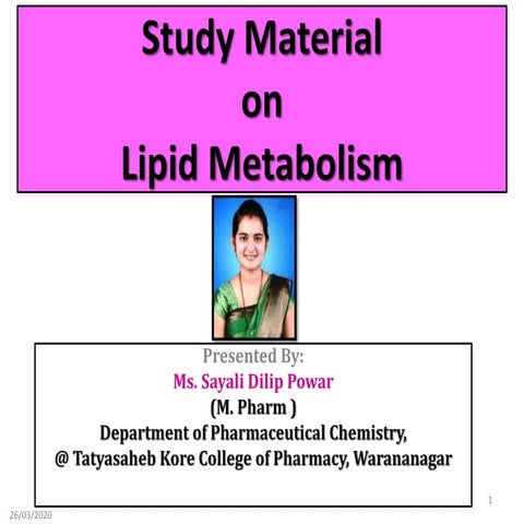 LIPID METABOLISM PART 1 | PPTX