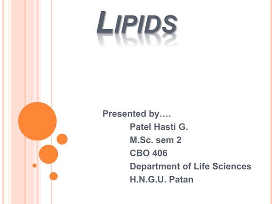 Lipids: Structure and Functions | PPT