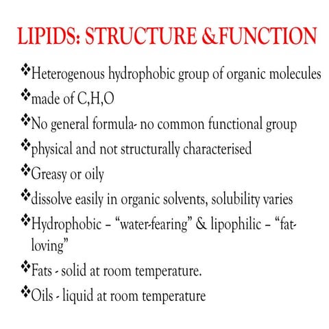 LIPIDS -STRUCTURE AND FUNCTION..pptx bchem | PPT