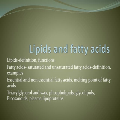 Lipids and fatty acids.pptx | Chemistry | Science