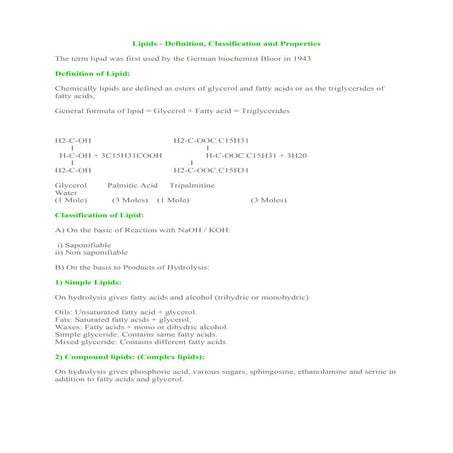 Comprehensive Overview of Lipids: Definition, Classification, and ...