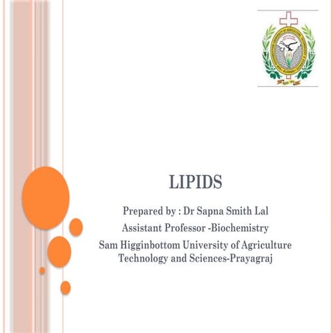 LIPIDS -introduction ,classification and metabolism | PPTX