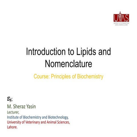 Lipids Introduction and their Nomenclature | PDF