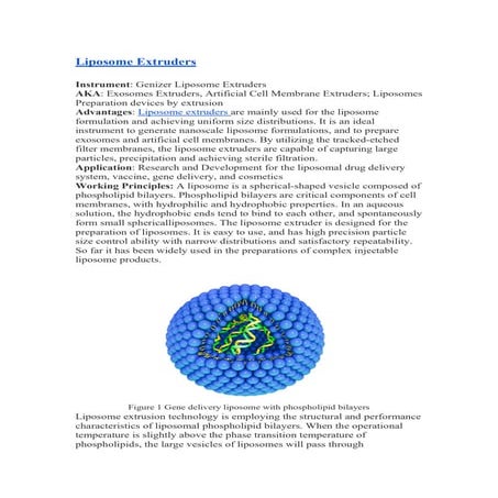What is a liposome Extruder? - working principle -usage | PDF