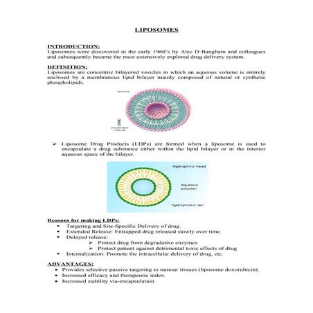 Liposomes | PDF