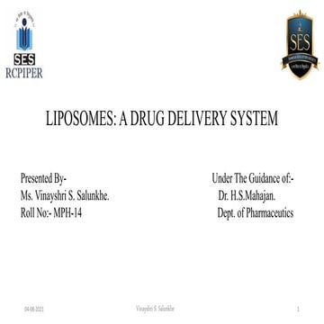 Liposomes: A novel drug delivery | PPTX