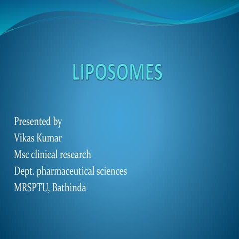 Liposomes drug delivery systems | PPTX | Chemistry | Science