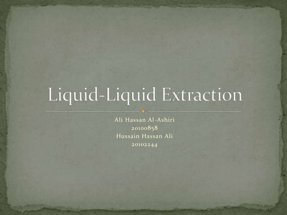 Liquid liquid extraction 1 | PPT
