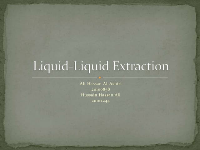 LIQUID LIQUID EXTRACTION | PDF