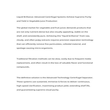 Liquid Brilliance Advanced Centrifugal Systems Achieve Supreme Purity ...
