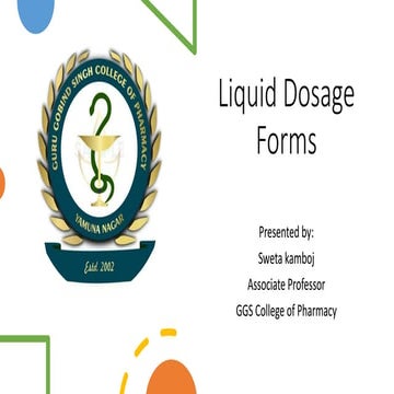 Liquid dosage form pharmaceutic 1 semester | PPT