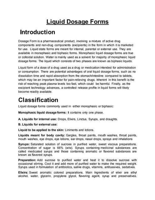 monophasic liquid dosage forms | PPTX