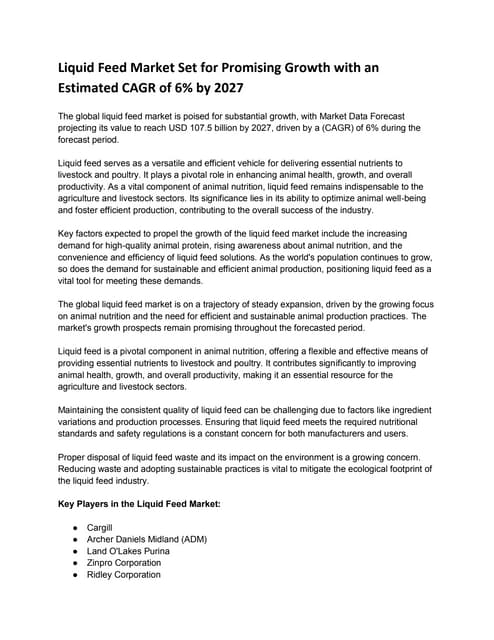 Aquafeed Market | PDF