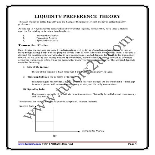 Liquidity preference theory | PDF