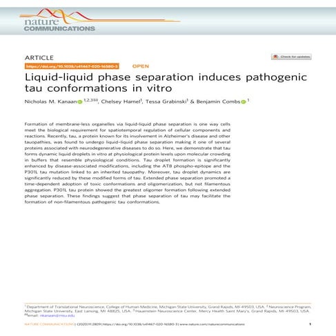 Liquid liquid phase separation | PDF