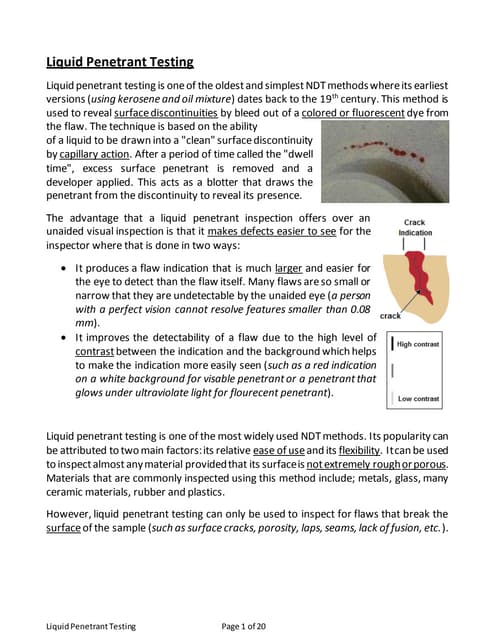 3.LIQUID PENETRANT TESTING | DOCX | Chemistry | Science